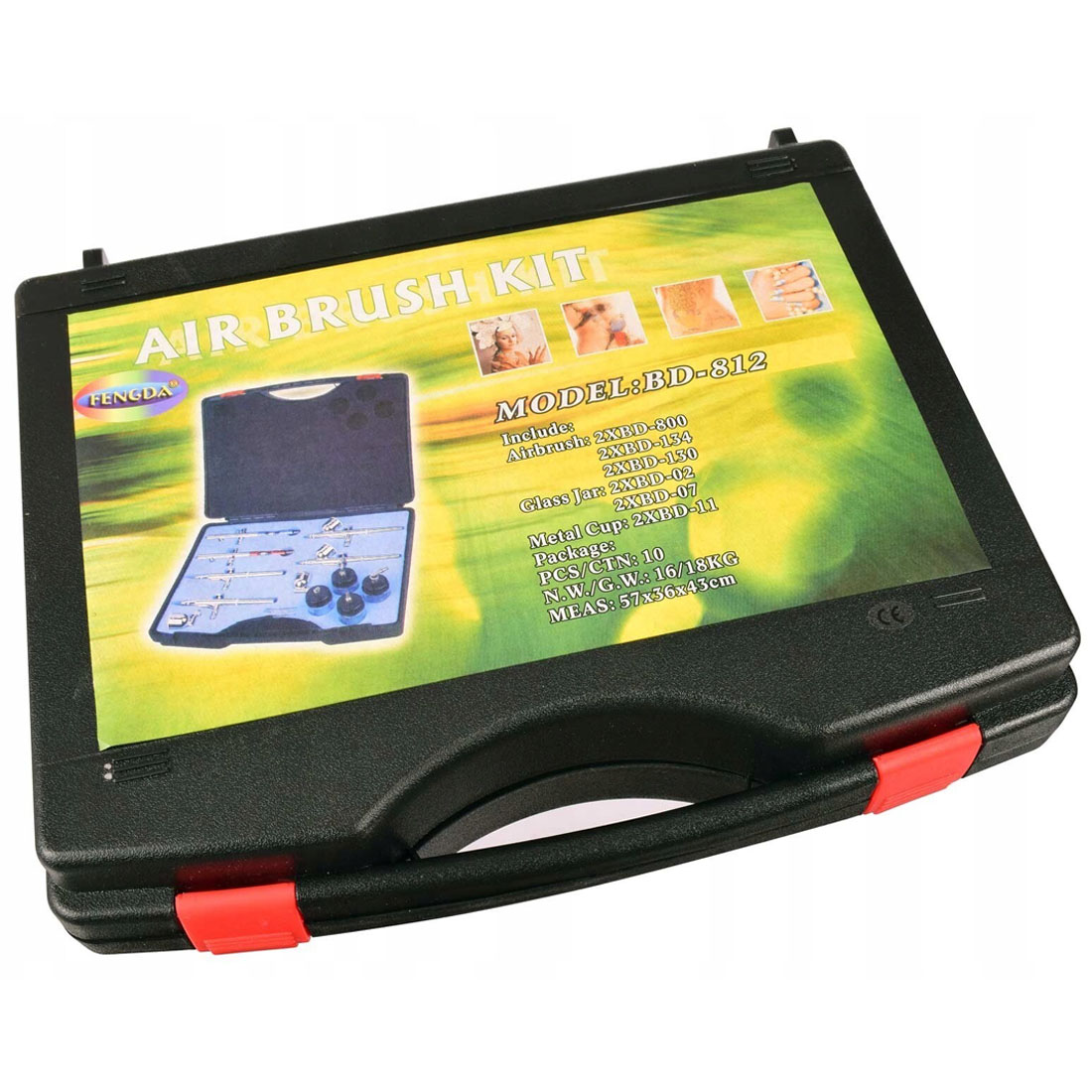 Airbrush set: Kompresor FENGDA AS-186 + 6 x airbrush pištoľ FENGDA